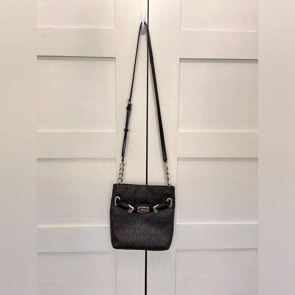 Michael Kors | Bags | Michael Kors Crossbody Purse Black Mk Pattern ...